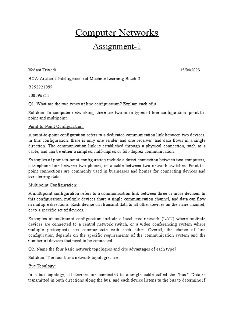 Computer Networks: Assignment-1 | PDF | Osi Model | Internet Protocol Suite
