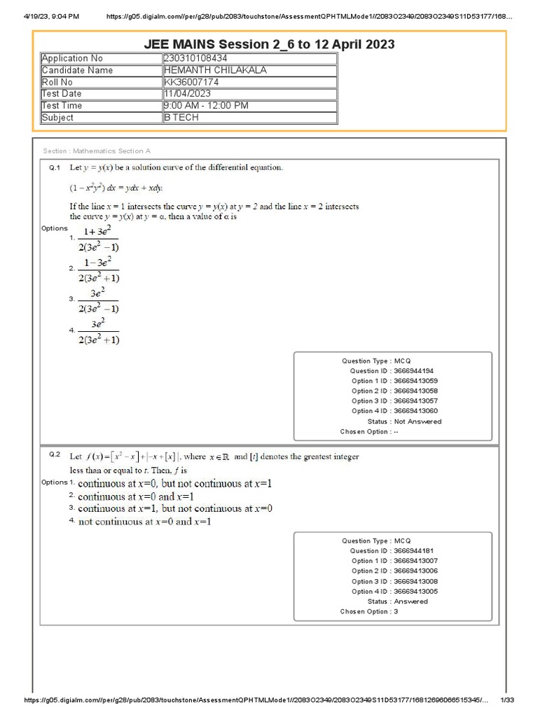 11th Shift-1 Question Paper | PDF | Multiple Choice | Data Collection