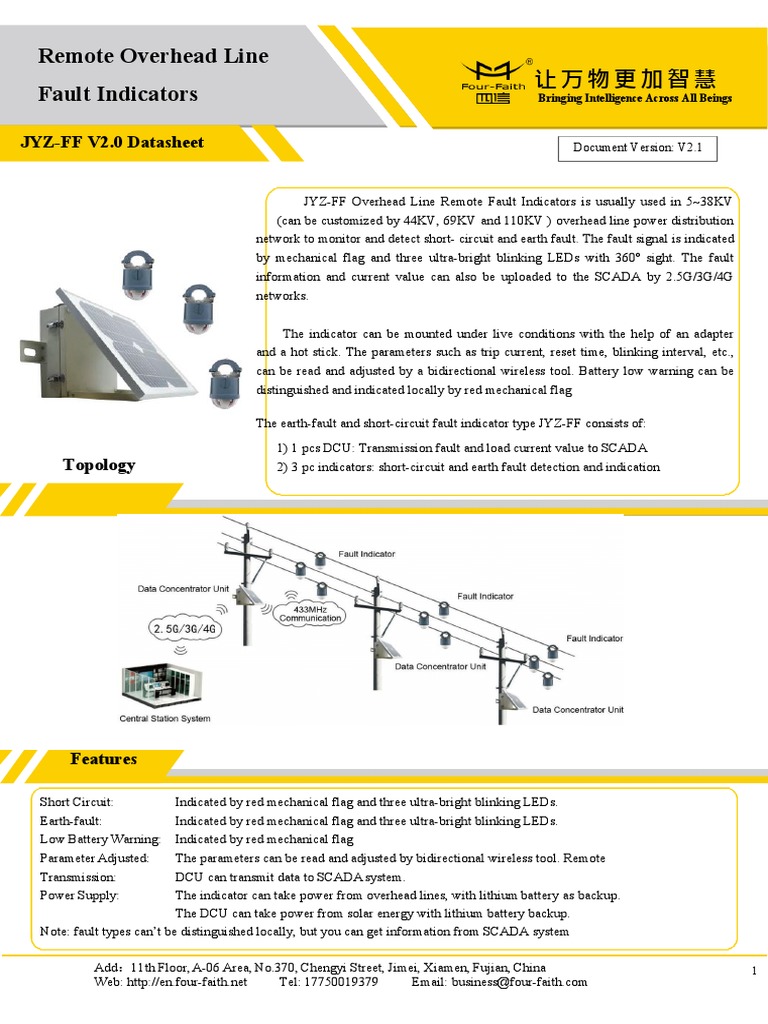 Remote Overhead Line Fault Indicators 让 万 物 更 加 智 慧: JYZ-FF V2.0 Datasheet | Download Free PDF ...