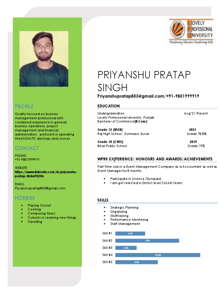 Priyanshu Pratap Singh: Profile | PDF | Computing