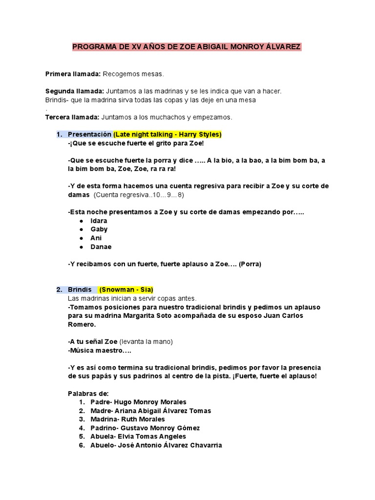 PROGRAMA DE XV AÑOS | PDF | Ceremonias