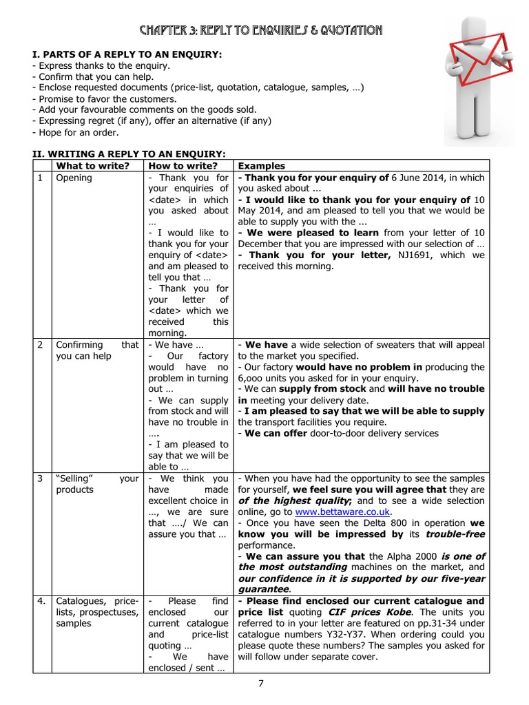 Handout 3 Reply To Enquiries and Quotation | PDF | Discounting | Prices