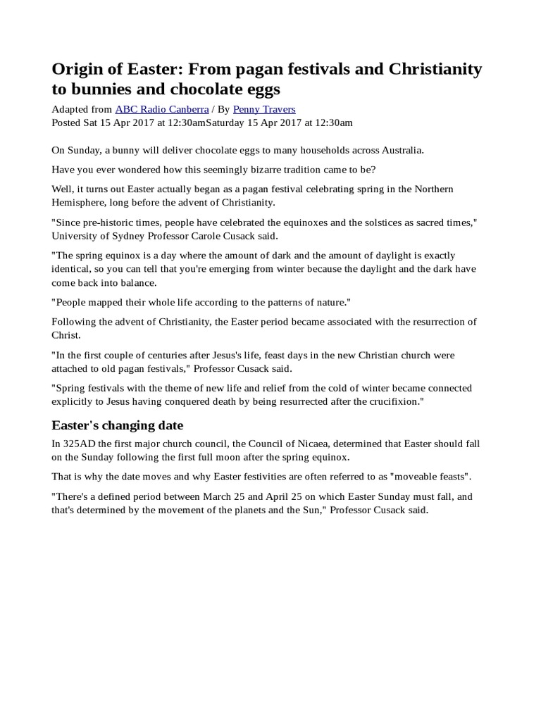 Easter Origins: Pagan Roots to Modern Traditions | PDF | Religion & Spirituality