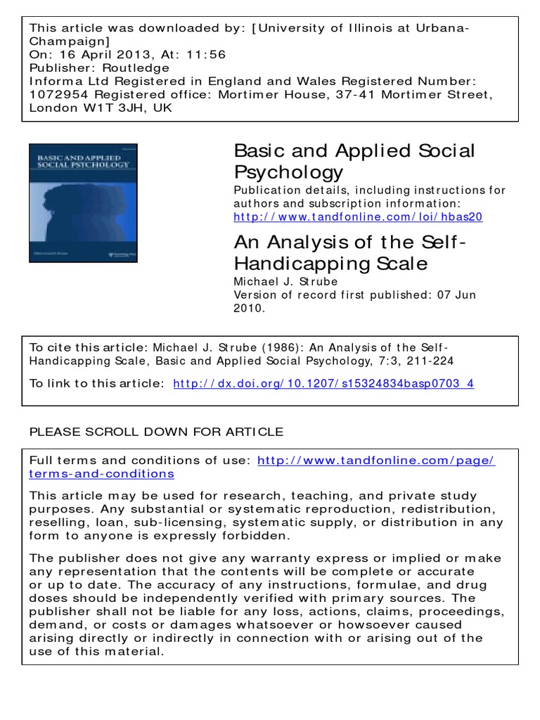 Basic and Applied Social Psychology: To Cite This Article: Michael J ...