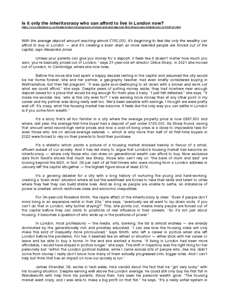 B2 ENG - Inheritocracy | PDF | Cost Of Living | Economic Inequality