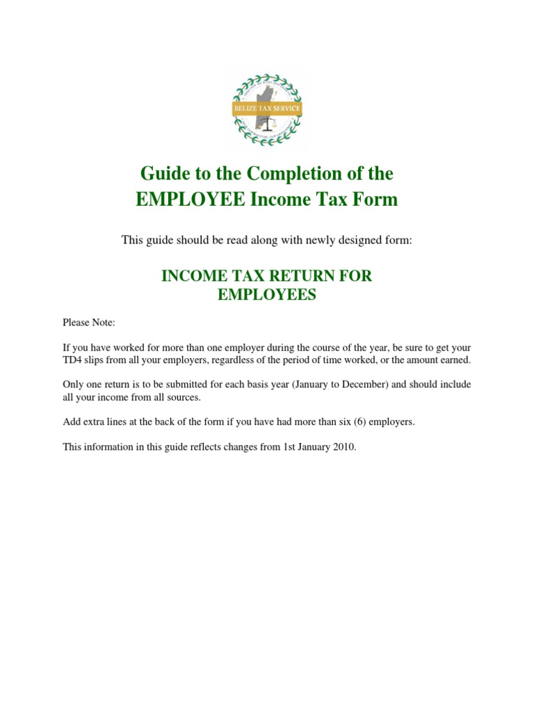 Guide To The Completion of The EMPLOYEE Income Tax Form | PDF | Tax ...