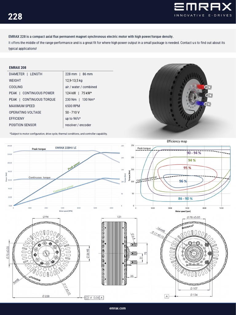 EMRAX 228 Datasheet A00 | Download Free PDF | Electric Motor ...