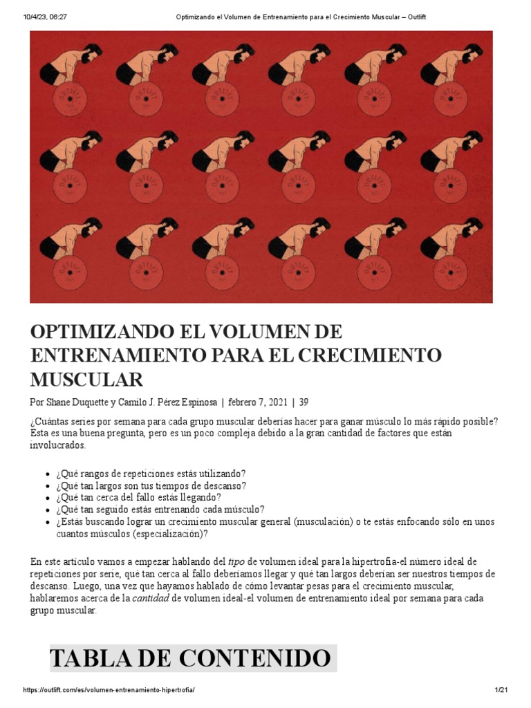 Optimizando El Volumen de Entrenamiento para El Crecimiento Muscular - Outlift | PDF ...