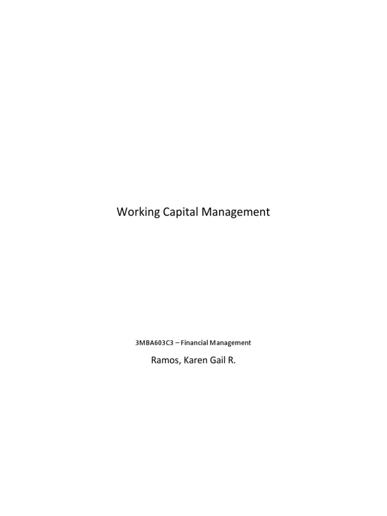Working Capital Management Techniques and Strategies | PDF | Working ...