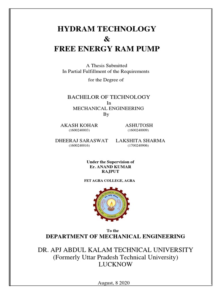 Hydram Technology & Free Energy Ram Pump | PDF | Pipe (Fluid Conveyance ...