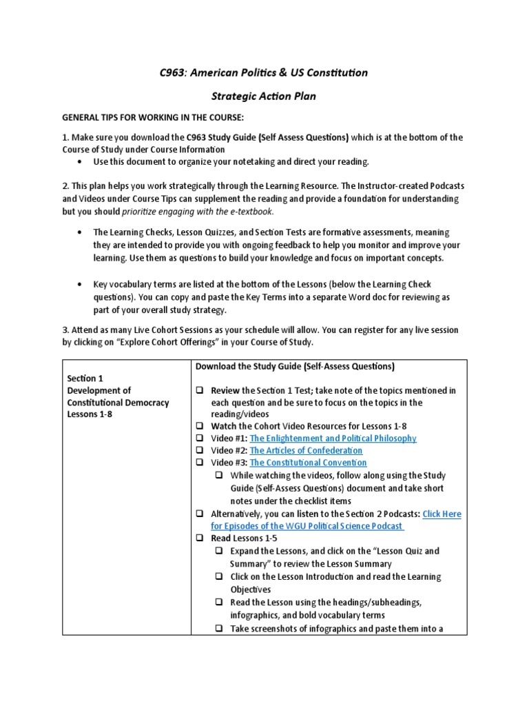 C963 Strategic Action Plan | PDF | Quiz