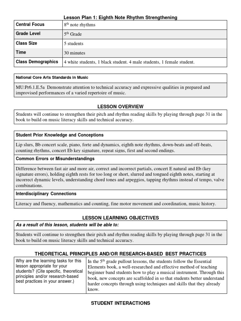 Edtpa Lesson Plan 1 | PDF | Educational Assessment | Rubric (Academic)