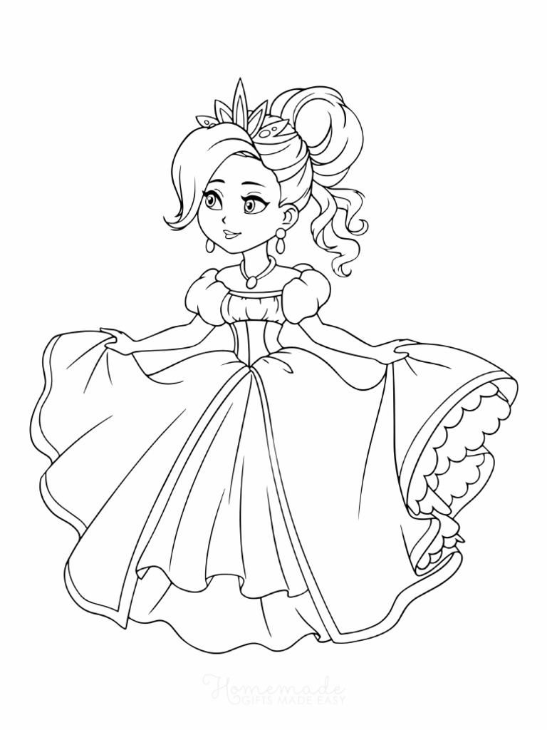 Princess Coloring Pages Pretty Dress | PDF