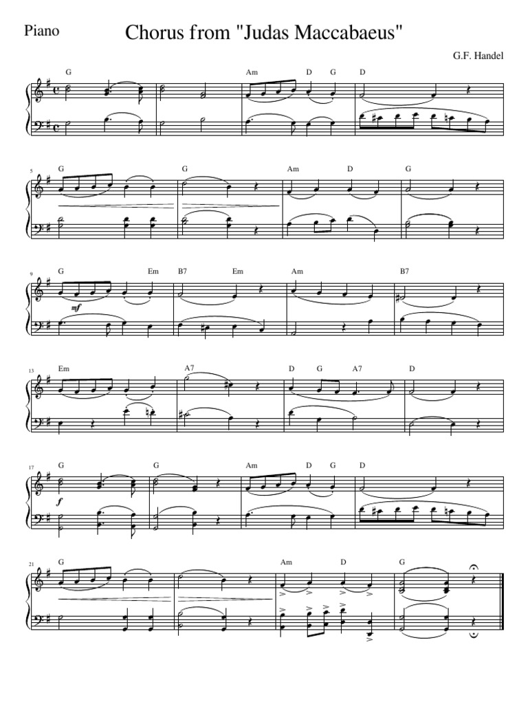 Chorus From Judas Maccabaeus - G. F. Handel-Piano | PDF | Music Based ...