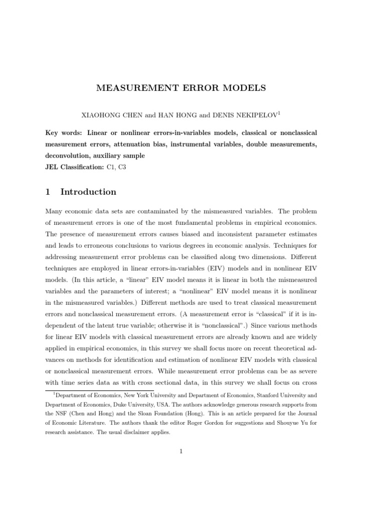 Measurement Error Models | PDF | Linear Regression | Mathematics