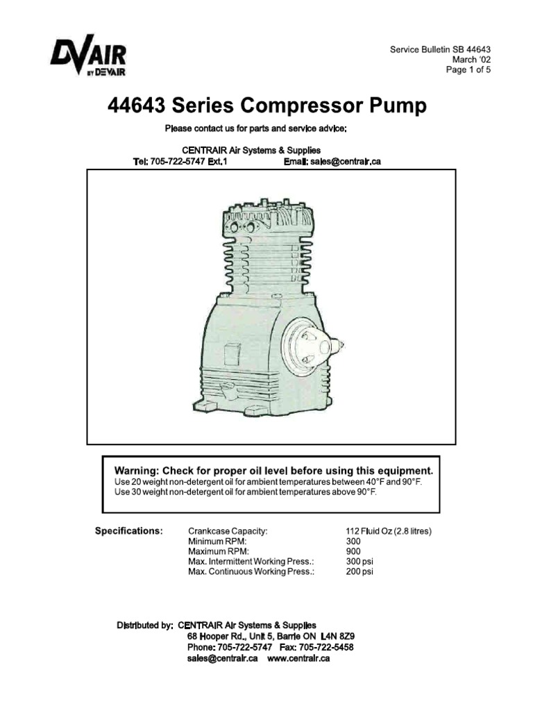 Devilbiss 44643 Series Compresor | PDF