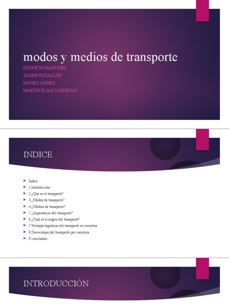 Modos y Medios de Transporte 1 | PDF | Transporte | Economias