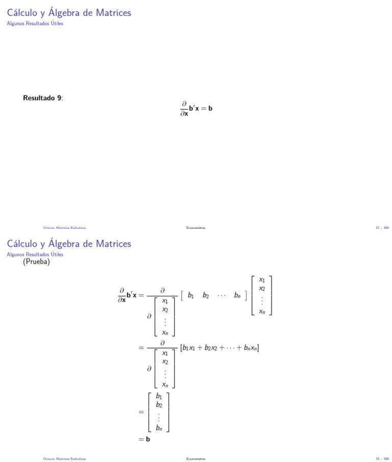 Derivadas en Álgebra de Matrices | PDF