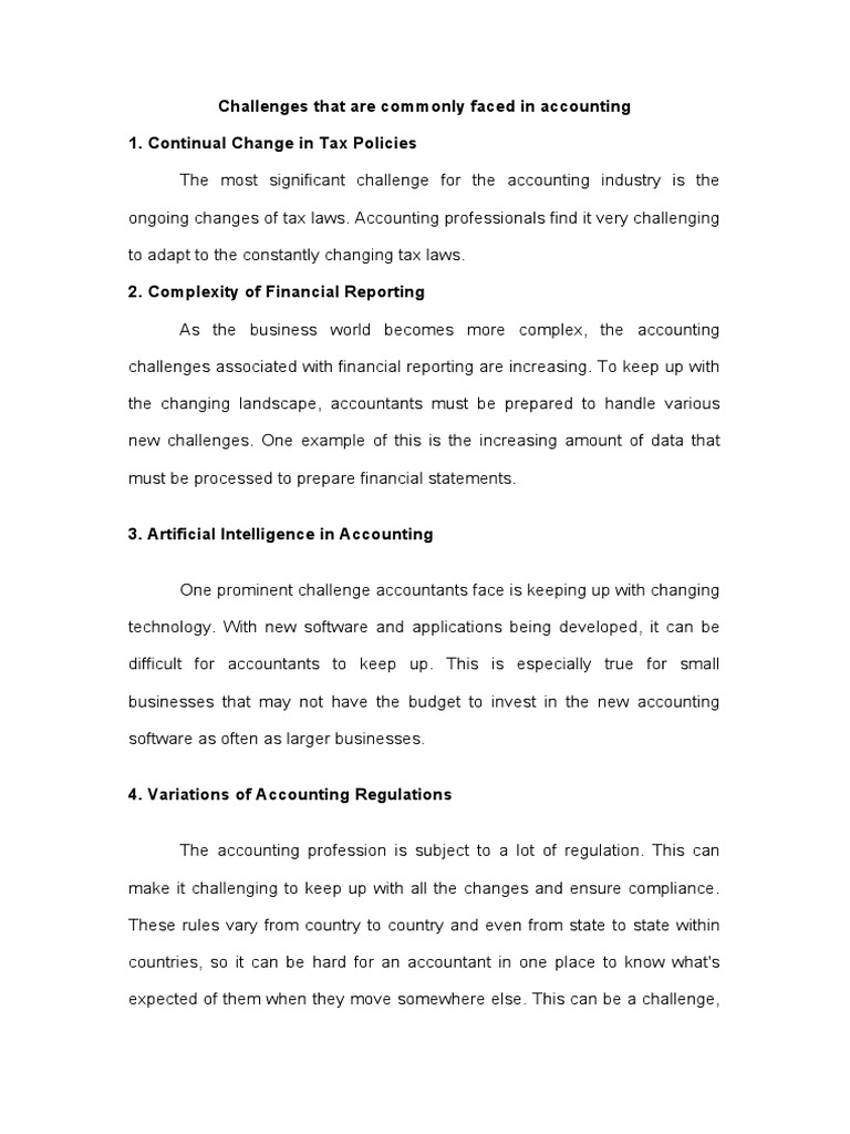 Common Challenges in Accounting | PDF