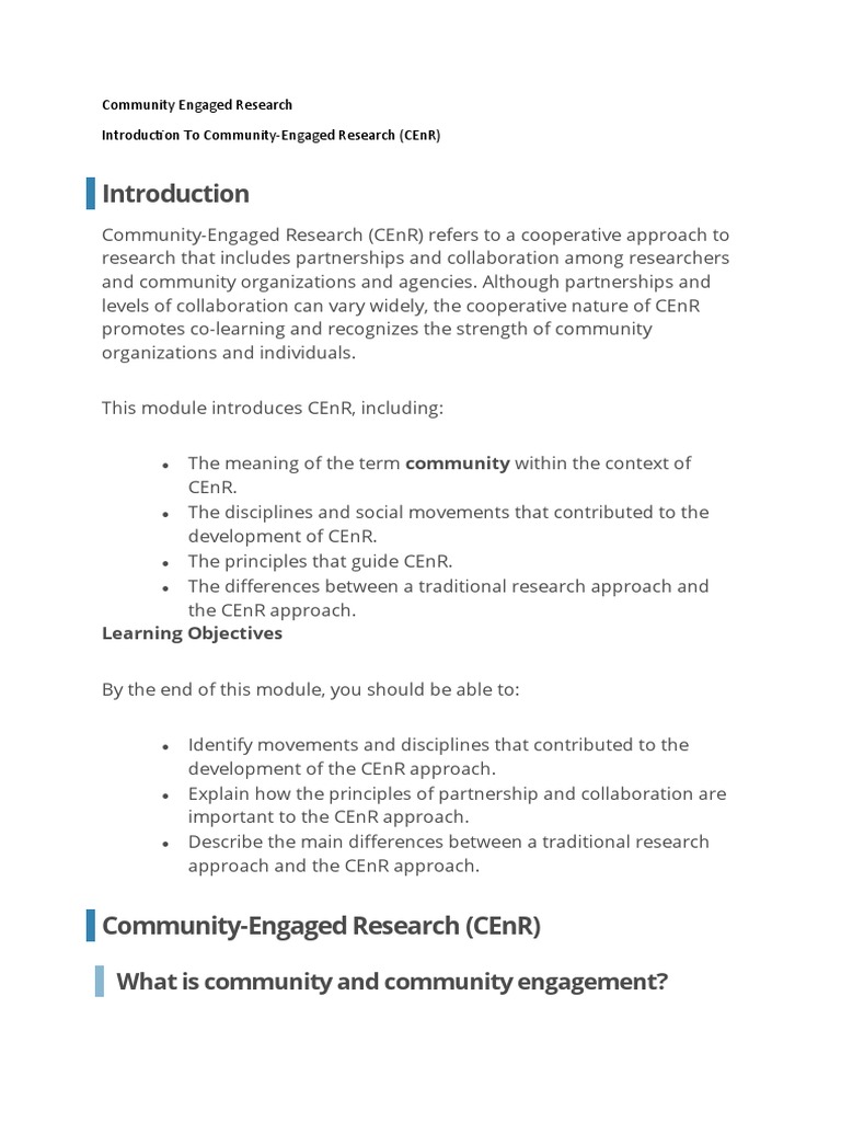 Community-Engaged Research Guide | PDF | Participatory Action Research ...