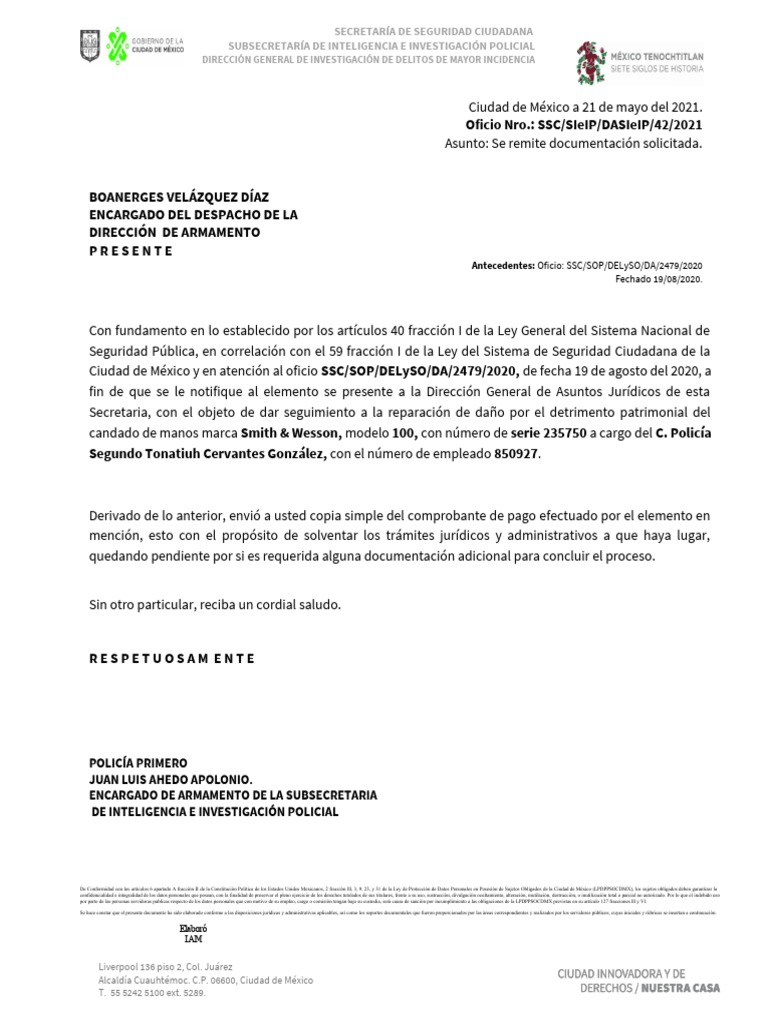 Oficio de Remisión de Documentación | PDF | México | Ciudad de México