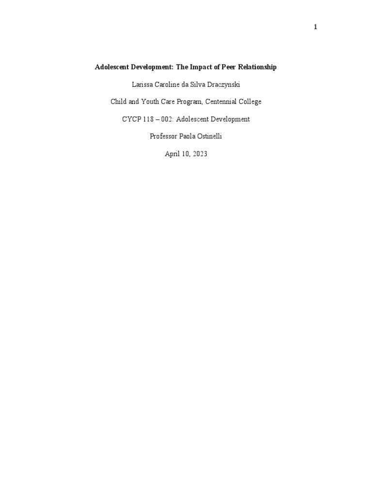 Adolescent Development The Impact of Peer Relationship | PDF ...