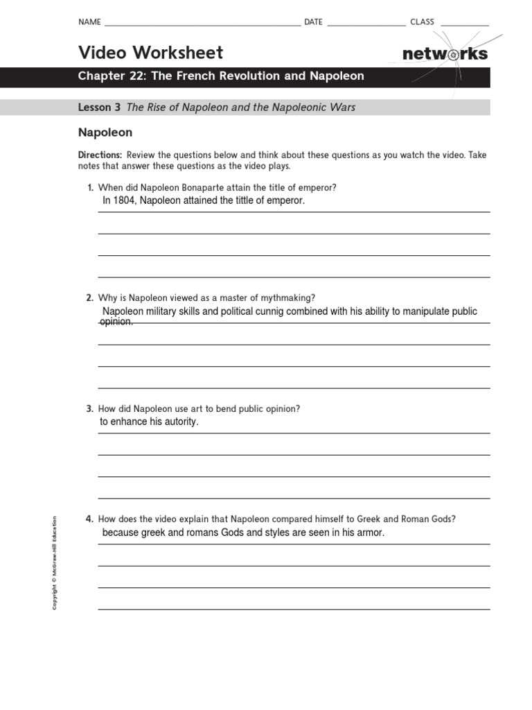 Worksheet: The French Revolution and Napoleon | PDF