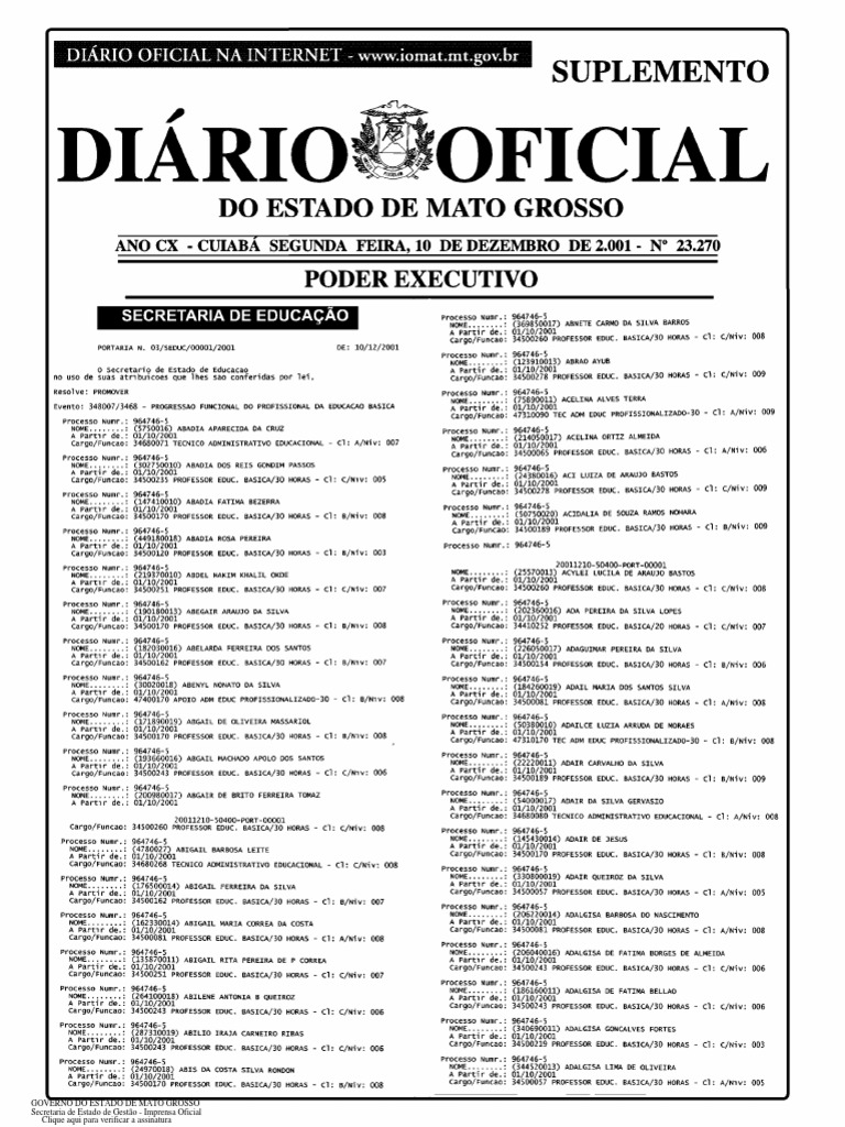Diario Oficial 2001-12-10 Completo | PDF