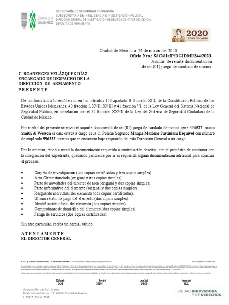 Oficio para Remitir Doc, Margie | PDF | Privacidad de la información ...