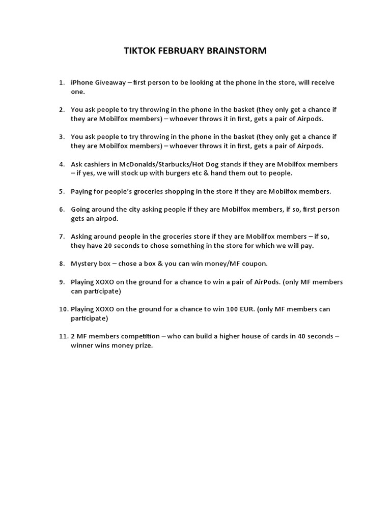 Tiktok February Brainstorm 2 | PDF