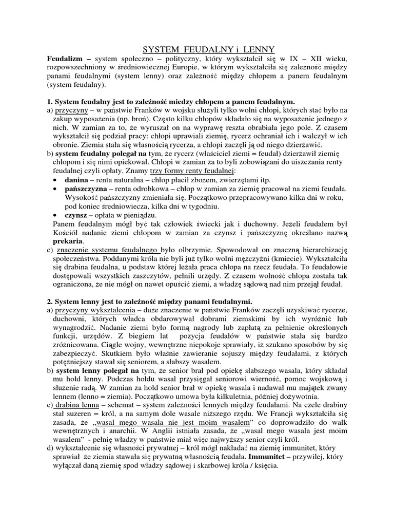 System Feudalny I Lenny | PDF