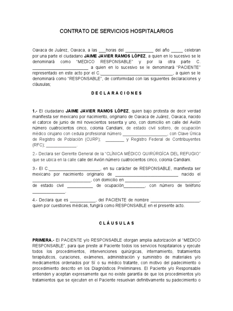 Contrato de Servicios Hospitalarios | PDF | Hospital