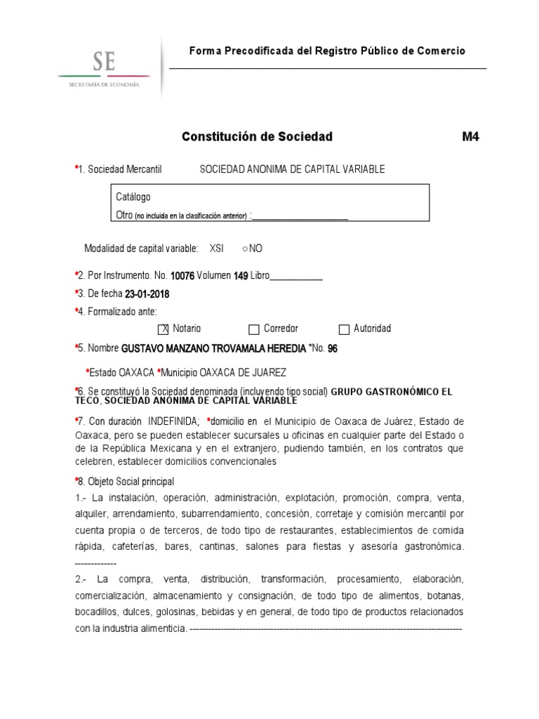 Formas Precodificadas de Grupo Gastronomico Jaz | PDF | México | Queja