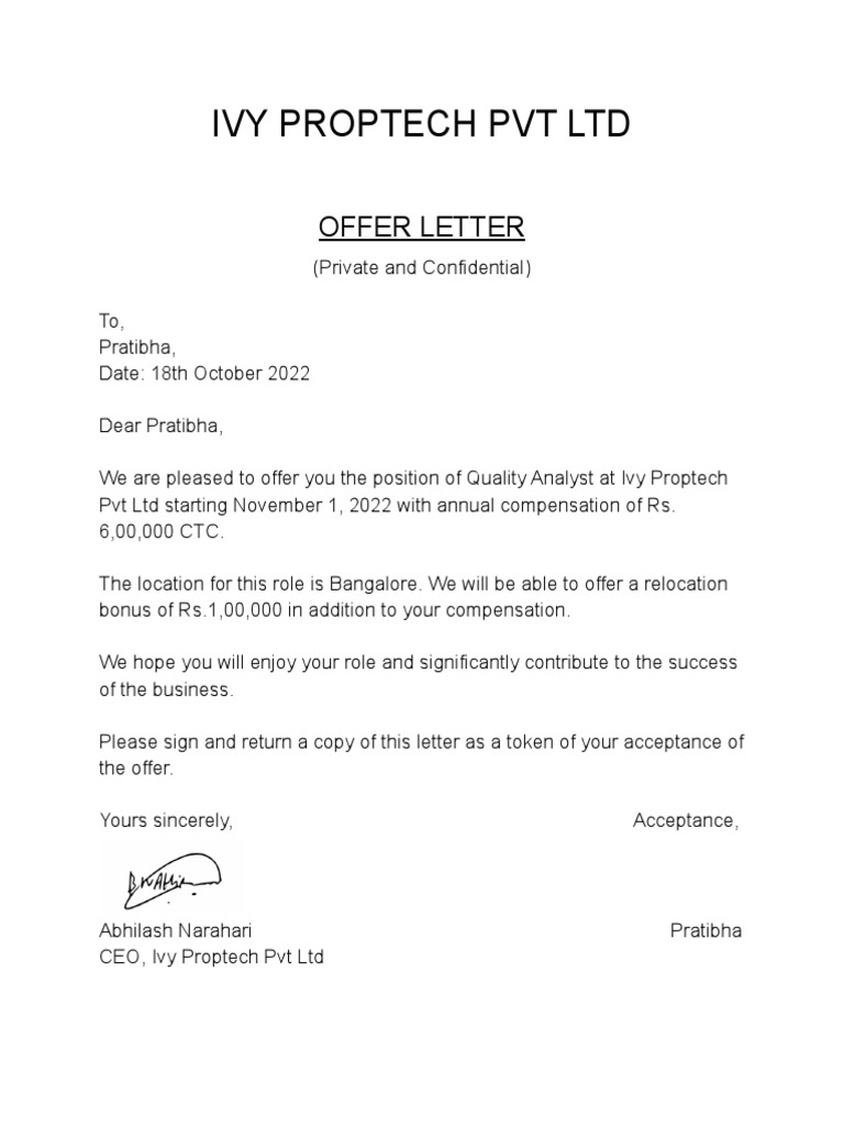 Offer Letter | PDF