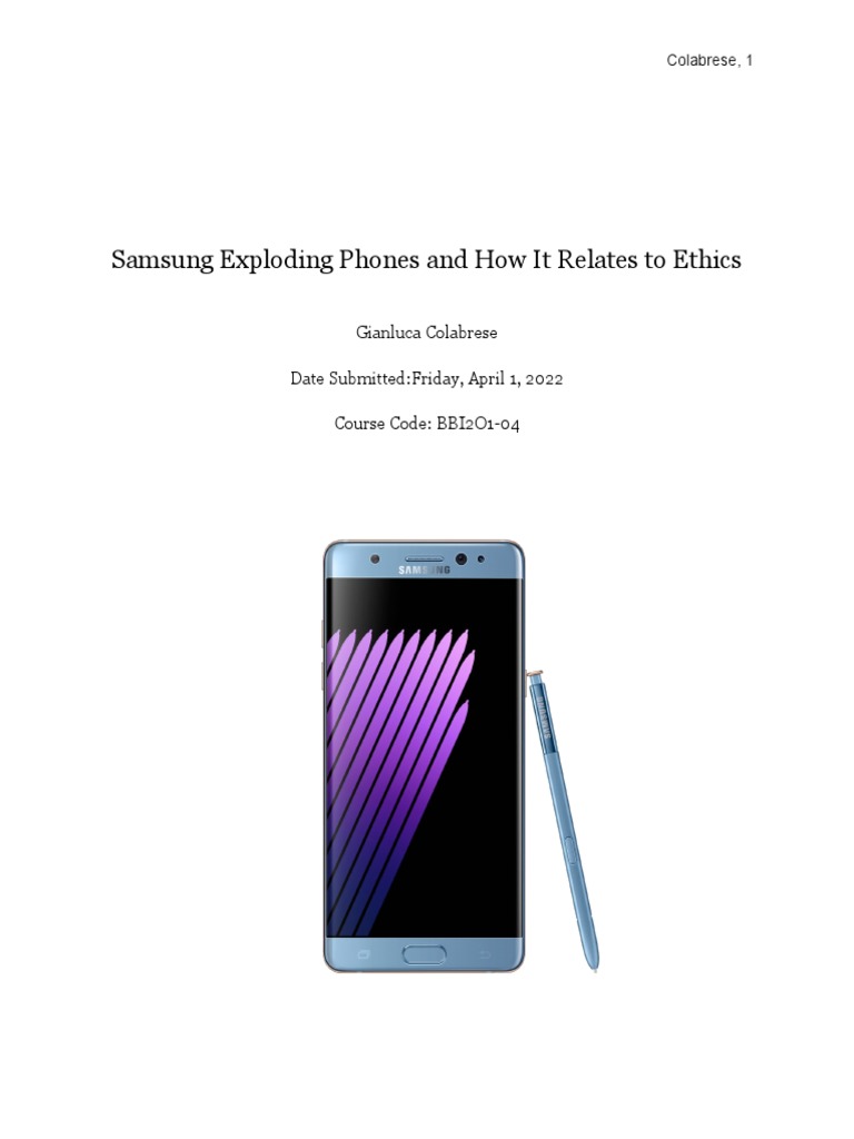 Samsung Note 7 Explosions: Ethics | PDF | Samsung | Telephone