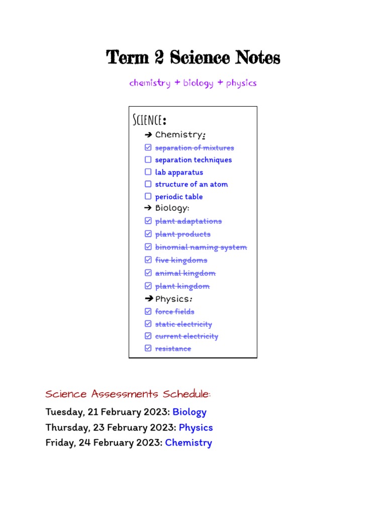 Term 2 Science Notes | PDF