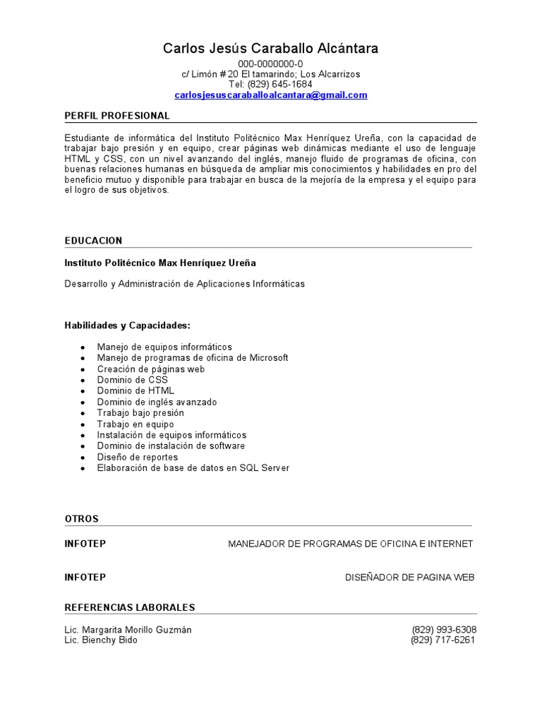 Curriculum de Carlos Jesus | PDF