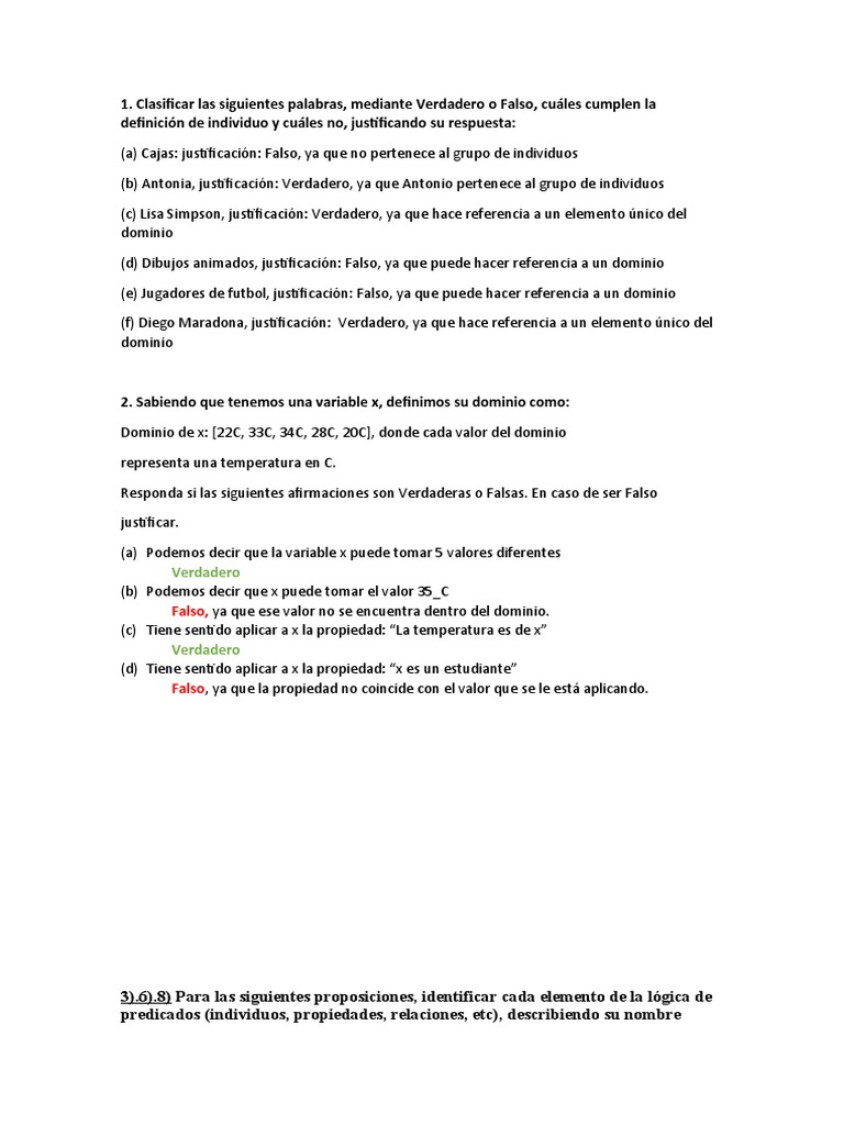 Clasificar Las Siguientes Palabras, Mediante Verdadero o Falso, Cuáles ...
