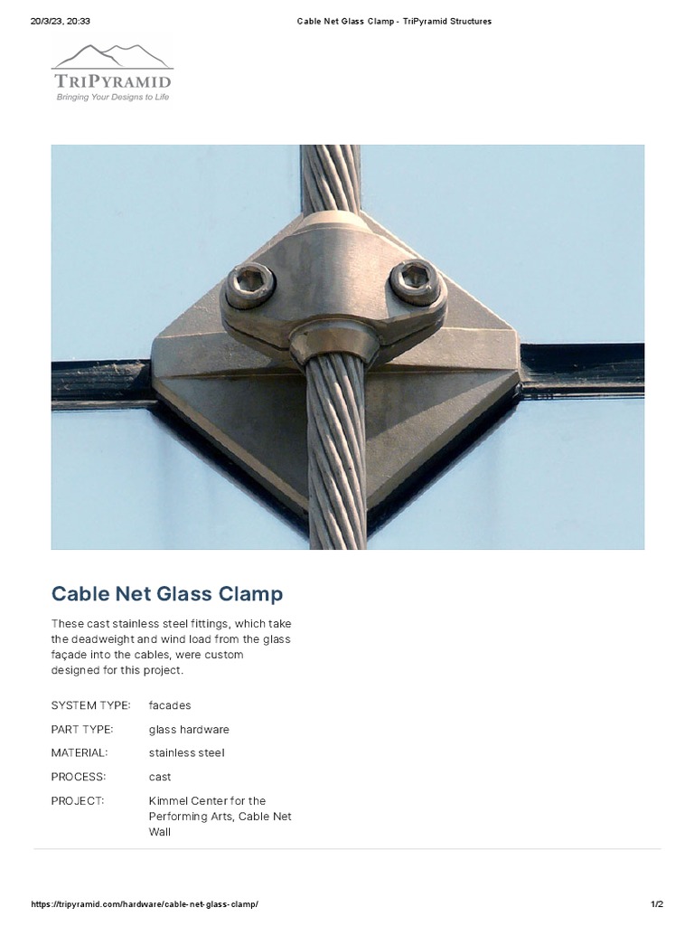 Cable Net Glass Clamp - TriPyramid Structures | PDF