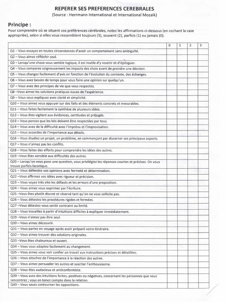 Test Préférence Herman | PDF