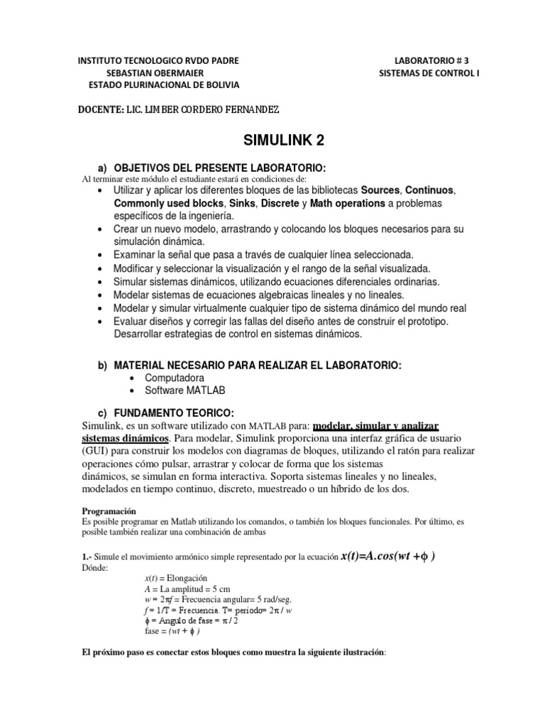 Lab3 Simulink 2 | PDF | Matlab | Simulación