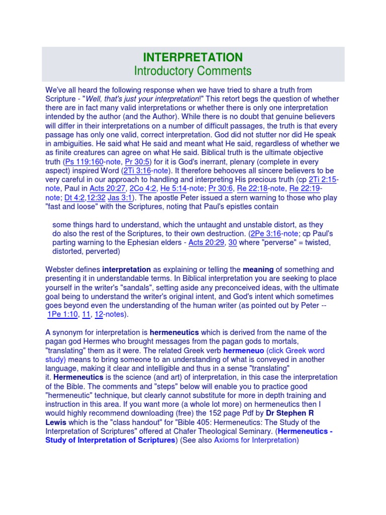 INTERPRETATION | PDF | Bible | Hermeneutics