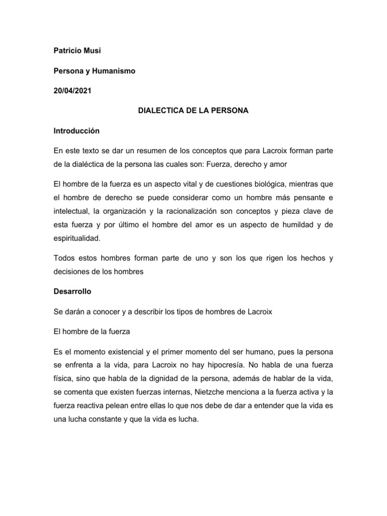 Dialectica de La Persona | PDF | Amor | Teorías filosóficas