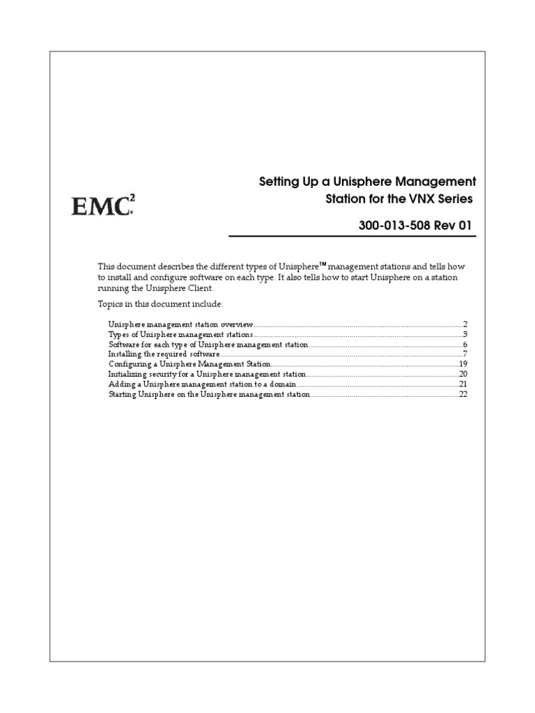 Setting Up A Unisphere Management Station For The VNX Series 300-013-508 Rev 01 | PDF | Port ...