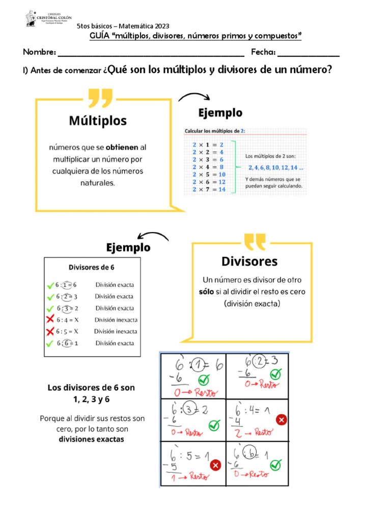 Multiplos, Divisores Num Primos y Compuestos | PDF | Matemática ...