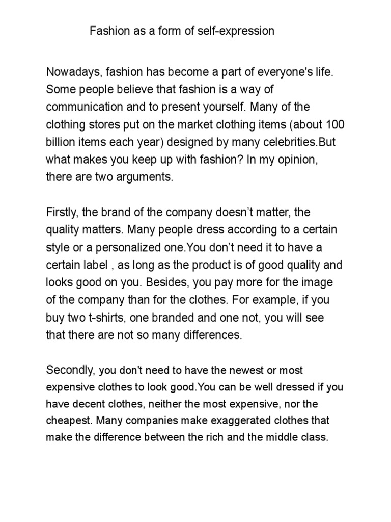 Fashion: A Unique Self-Expression Tool | PDF | Social Science | Lifestyle
