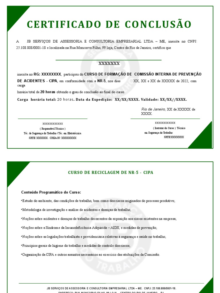 Certificado de Conclusão CIPA 2022 | PDF