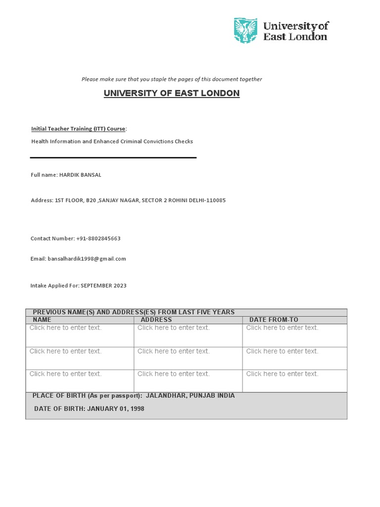 ITT Declaration Form | PDF | Criminal Justice | Crime & Violence