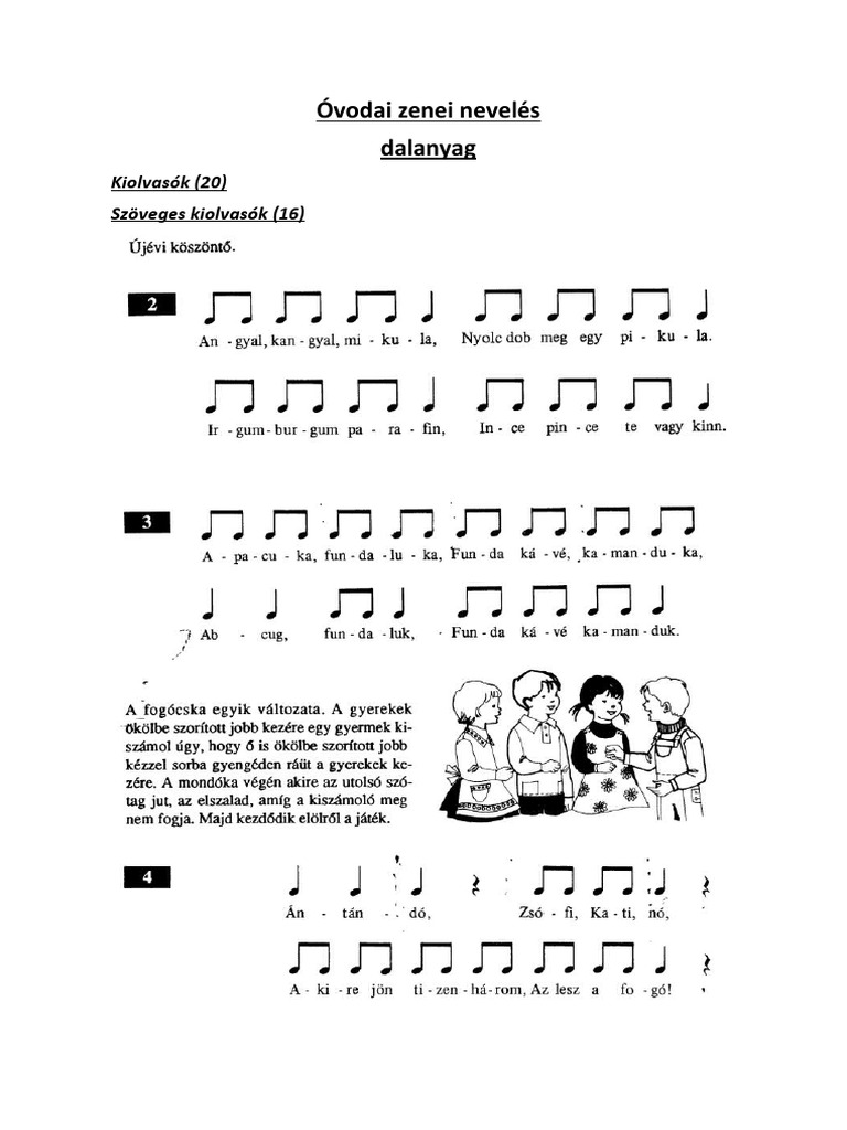 Óvodai zenei nevelés DALANYAG vizsgára | PDF