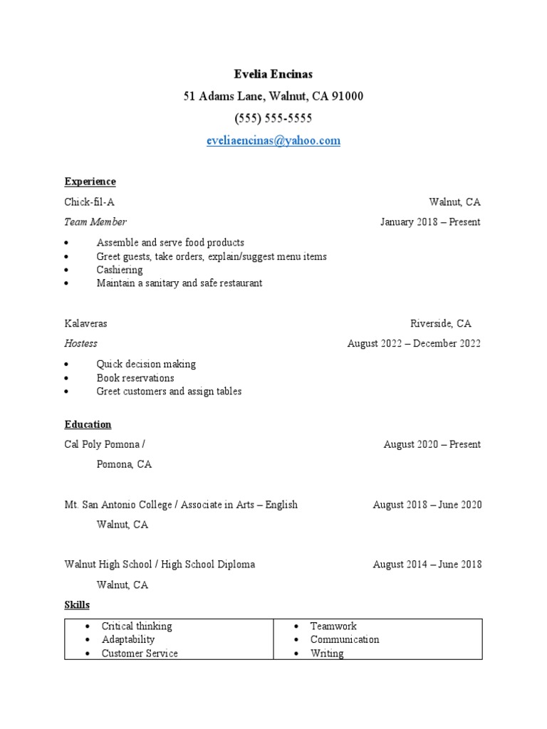Resume 2 | PDF